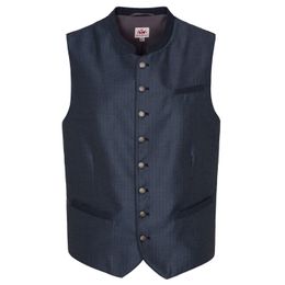 Spieth & Wensky Trachtenweste SPIETH & WENSKY "Gregor", Herren, Gr. 54, dunkelblau, Obermaterial: 100% Polyester PES. Futter: 95% Baumwolle CO. 5% Elasthan EL., festlich, regular fit, Rundhals, Westen, mit dezenter Musterung