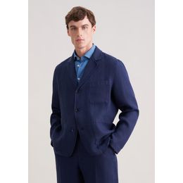 Langarmhemd Seidensticker, Herren, Gr. L (41-42), normale &Auml;rmell&auml;ngen, blau, 100% Leinen, unifarben, regular fit, Hemden, 1/1 Uni