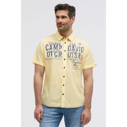 Kurzarmhemd CAMP DAVID, Herren, Gr. 4XL, Normalgr&ouml;&szlig;en, lemon juice, Web, Material: 100% Baumwolle, regular fit normal, Umschlagsaum, Hemden, mit Kontrastn&auml;hten