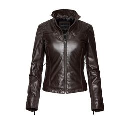 Lederjacke Bugatti "Bugatti Lederjacke", Damen, Gr. 38, d braun, Obermaterial: 100% Lammleder LEL., regular fit, Jacken, Taillierter Schnitt
