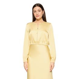 Jackenblazer Vera Mont "Damen mit Rei&szlig;verschluss", Damen, Gr. 34, sunlight, Satin, Obermaterial: 100% Polyester, relaxed fit kurz, Rundhals, Blazer