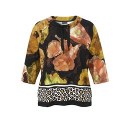 Sweatshirt Via Appia Due "Via Appia Due Sweatshirt", Damen, Gr. 46, bunt (schwarz multicolor), Obermaterial: 48% Viskose CV. 47% Polyester PES. 5% Elasthan EL., regular fit, Rundhals, Sweatshirts Sweatshirt, in Gro&szlig;e Gr&ouml;&szlig;en