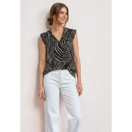 Street One Damen Blusentopschwarz, Gr. 34, gemustert, Stoff, Obermaterial: 100% Polyester. Futter: 100% Modal, Blusen, mit Chiffon-Layer