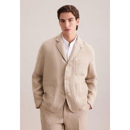 Langarmhemd Seidensticker, Herren, Gr. L (41-42), normale &Auml;rmell&auml;ngen, beige, 100% Leinen, unifarben, regular fit, Hemden, 1/1 Uni