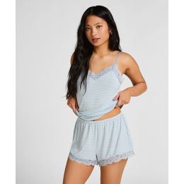 Hunkem&ouml;ller Pyjama HUNKEM&Ouml;LLER "Pyjama Set Nana", Damen, Gr. L, blau, 95% Viskose, 5% Elasthan, Homewear-Sets Pyjama
