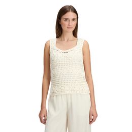 BETTY & CO Stricktop BETTY & CO "Damen mit Lochmuster", Damen, Gr. 34, arctic wolf, Strick, Obermaterial: 94% Baumwolle, 3% Polyester, 3% Polyamid, gerade normal, eckiger Ausschnitt, Tops Stricktop