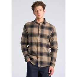 Flanellhemd LINDBERGH "Freizeithemd Relaxed Fit", Herren, Gr. L, Normalgr&ouml;&szlig;en, beige (stone), Obermaterial: 100% Baumwolle, Hemden
