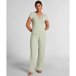 Hunkem&ouml;ller Pyjama HUNKEM&Ouml;LLER "Pyjama Set Nana", Damen, Gr. L, gr&uuml;n, 100% Modal, Homewear-Sets Pyjama
