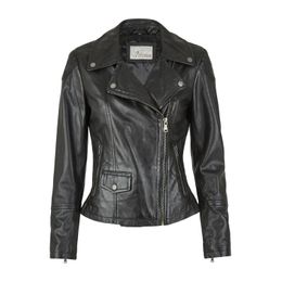 Bikerjacke 7eleven "SEATTITUDE", Damen, Gr. 44, schwarz, Obermaterial: 100% Lammleder LEL. Futter: 100% Polyester PES., slim fit, ohne Ausschnitt, Jacken, mit asymmetrischem Rei&szlig;verschluss