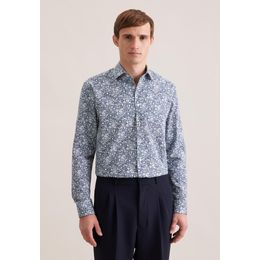 Businesshemd Seidensticker "Schwarze Rose", Herren, Gr. M (40), normale &Auml;rmell&auml;ngen, grau, 100% Baumwolle, bedruckt, regular fit, 2-Knopf-Manschette, Hemden, Regular 1/1 Kentkragen Druck