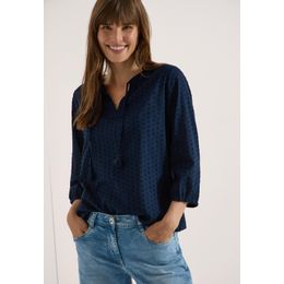 Shirtbluse Cecil, Damen, Gr. L (42), universal blau, Web, 100% Baumwolle, unifarben, normal normal, Rundhals, elastischer Bund, Blusen, aus reiner Baumwolle