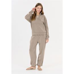 ENDURANCE ATHLECIA Sweatshirt ATHLECIA "Jillnana", Damen, Gr. 34, taupe, 51% Polyester, 44% Modal, 5% Elasthan, unifarben, normal, hoch geschlossener Ausschnitt, Sweatshirts Sweatshirt, mit ger&auml;umiger K&auml;ngurutasche