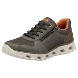 Sneaker RIEKER SPORT, Herren, Gr. 44, gr&uuml;n (oliv, braun), Lederimitat, Textil, Schuhe Sneaker, Schn&uuml;rschuh, Freizeitschuh, Halbschuh mit Rei&szlig;verschluss
