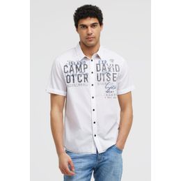 Kurzarmhemd CAMP DAVID, Herren, Gr. 4XL, Normalgr&ouml;&szlig;en, wei&szlig;, Web, Material: 100% Baumwolle, regular fit normal, Umschlagsaum, Hemden, mit Kontrastn&auml;hten