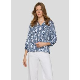Klassische Bluse Rabe "Bluse", Damen, Gr. 42, dunkelblau, 100%Viskose, gebl&uuml;mt, ausgestellt, Blusen Bluse