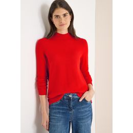 Stehkragenpullover Cecil, Damen, Gr. M (40), rot (pumpkin orange), Strick, Obermaterial: 37% Baumwolle, 34% Polyacryl, 26% Polyester, 3% Elasthan, unifarben, l&auml;ssig geschnitten h&uuml;ftbedeckend, Rundhals, B&uuml;ndchen, Pullover Stehkragenpullover, mit Turtelneck-Stehkragen