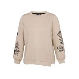Sweatshirt frapp "frapp Sweatshirt", Damen, Gr. 46, bisquit, schwarz, Obermaterial: 49% Viskose CV. 43% Polyester PES. 8% Elasthan EL., regular fit, Rundhals, Sweatshirts Sweatshirt, Gro&szlig;e Gr&ouml;&szlig;en