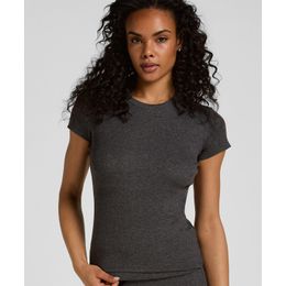 Hunkem&ouml;ller Pyjama HUNKEM&Ouml;LLER "Kurz&auml;rmeliges Pyjama-Oberteil", Damen, Gr. L, grau, 46% Lyocell, 45% Baumwolle, 9% Elasthan, Homewear-Sets Pyjama