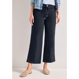 Stoffhose Street One, Damen, Gr. 32, L&auml;nge 28, shadowed navy, Web, Obermaterial: 100% Baumwolle. G&uuml;rtel: 100% Baumwolle, unifarben, comfort fit kn&ouml;chelfrei, Hosen Stoffhose, High Waist