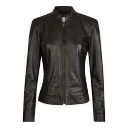 Lederjacke Bugatti "BULady-145", Damen, Gr. 42, schwarz, Obermaterial: 100% Lammleder LEL. Futter: 100% Polyester PES., Rundhals, Jacken, mit Schultersteppung