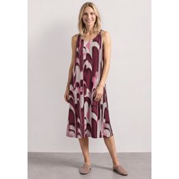 Midikleid Street One, Damen, Gr. 34, EURO-Gr&ouml;&szlig;en, rustic rouge, Stoff, 95% Viskose, 5% Elasthan, gemustert, normal ca. Mitte Oberschenkel, Rundhals, abgesteppt, Kleider Midikleid, aus Viskose
