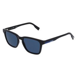 Lacoste L987S | Unisex-Sonnenbrille | Fassung: Vollrand, Quadratisch, Kunststoff, Schwarz Gl&auml;nzend | Glasfarbe: Blau