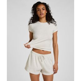 Hunkem&ouml;ller Pyjama HUNKEM&Ouml;LLER "Lounge-Shorts", Damen, Gr. L, grau, 46% Lyocell, 45% Baumwolle, 9% Elasthan, Homewear-Sets Pyjama
