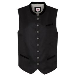 Spieth & Wensky Trachtenweste SPIETH & WENSKY "Gil", Herren, Gr. 50, schwarz, Obermaterial: 100% Polyester PES. Futter: 47% Baumwolle CO. 46% Polyester PES. 5% Polyamid PA. 2% Elasthan EL., festlich, slim fit, Rundhals, Westen, mit silbernen Kn&ouml;pfe