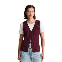 Marc O'Polo Strickweste MARC O'POLO DENIM "aus geripptem Organic Cotton-Mix", Damen, Gr. L, merlot rot, Obermaterial: 81% Baumwolle, 19% Polyamid, unifarben, Westen Strickweste