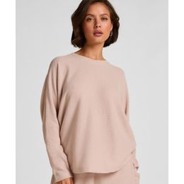 Hunkem&ouml;ller Pyjama HUNKEM&Ouml;LLER "Top Waffle Everly", Damen, Gr. L, beige, 69% Polyester, 27% Viskose, 4% Elasthan, Homewear-Sets Pyjama