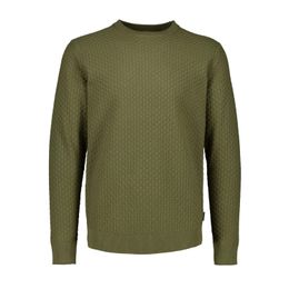Strickpullover LINDBERGH "Strickpullover Relaxed Fit", Herren, Gr. L, army, Obermaterial: 60% Baumwolle, 40% Polyester, Rundhals, Pullover Strickpullover