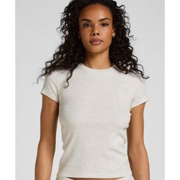 Hunkem&ouml;ller Pyjama HUNKEM&Ouml;LLER "Kurz&auml;rmeliges Pyjama-Oberteil", Damen, Gr. L, grau, 46% Lyocell, 45% Baumwolle, 9% Elasthan, Homewear-Sets Pyjama