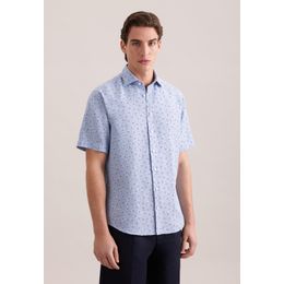 Leinenhemd Seidensticker "Schwarze Rose", Herren, Gr. M (39), normale &Auml;rmell&auml;ngen, hellblau, 100% Leinen, bedruckt, regular fit, Hemden, Regular 1/2 Kentkragen Druck