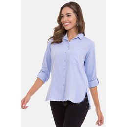 Cipo & Baxx CIPO & BAXX Damen Hemdbluse "WH124"blau, Gr. S, unifarben, 100% Baumwolle, Blusen, mit modischen Fransen und dem trendigen Schnitt