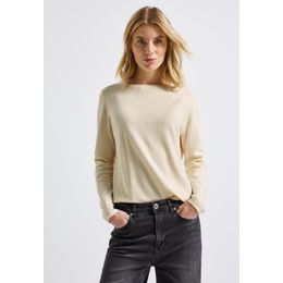 Strickpullover Street One, Damen, Gr. 42, beige (soft beige), Strick, Obermaterial: 52% Viskose, 28% Polyester, 20% Polyamid, unifarben, l&auml;ssig geschnitten h&uuml;ftbedeckend, U-Boot-Ausschnitt, Pullover Strickpullover, mit U-Boot-Ausschnitt