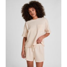 Hunkem&ouml;ller Pyjama HUNKEM&Ouml;LLER "Short Waffle", Damen, Gr. L, beige (rosa), 96% Baumwolle, 4% Elasthan, Homewear-Sets Pyjama