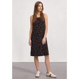 Midikleid Street One, Damen, Gr. 36, EURO-Gr&ouml;&szlig;en, molten earth, Stoff, 95% Viskose, 5% Elasthan, gemustert, normal ca. Mitte Oberschenkel, Rundhals, abgesteppt, Kleider Midikleid, aus Viskose