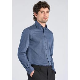 Businesshemd LINDBERGH "Business-Casual-Hemd Relaxed Fit", Herren, Gr. L, Normalgr&ouml;&szlig;en, dk blau mel, Obermaterial: 100% Baumwolle, Hemden