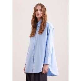 Outdoorbluse Seidensticker, Damen, Gr. XS (34), hellblau, 100% Baumwolle, unifarben, oversize, ohne Ausschnitt, Blusen, 1/1 Kragen Uni