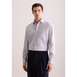 Businesshemd Seidensticker "Schwarze Rose", Herren, Gr. XL (44), normale &Auml;rmell&auml;ngen, hellgrau, 100% Baumwolle, Strukturmuster, regular fit, 2-Knopf-Manschette, Hemden, Regular 1/1 Kentkragen Struktur
