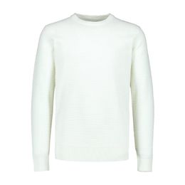 Strickpullover LINDBERGH "Strickpullover Relaxed Fit", Herren, Gr. L, sanftes wei&szlig;, Obermaterial: 60% Baumwolle, 40% Polyester, Rundhals, Pullover Strickpullover