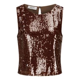 Tr&auml;gertop Nicowa "TOSKALO", Damen, Gr. 34, braun, Obermaterial: 98% Polyester PES. 2% Elasthan EL., regular fit, Rundhals, Tops Tr&auml;gertop, funkelnden Paillettenmaterial