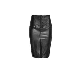 A-Linien-Rock Bugatti "Bugatti Lederrock", Damen, Gr. 42, schwarz, Obermaterial: 100% Lammleder LEL., regular fit, R&ouml;cke A-Linien-Rock, figurbetont