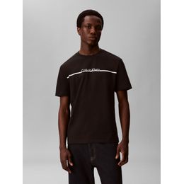 T-Shirt Calvin Klein, Jungen, Gr. XL, schwarz, Jersey, Obermaterial: 100% Baumwolle, unifarben, regular fit normal, Rundhals, abgesteppte Kante, Shirts T-Shirt, Rundhalsausschnitt, Regular Fit, Logoschriftzug
