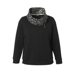 Sweatshirt frapp "frapp Sweatshirt", Damen, Gr. 50, schwarz (schwarz multicolor), Obermaterial: 49% Viskose CV. 43% Polyester PES. 8% Elasthan EL., regular fit, Sweatshirts Sweatshirt, Gro&szlig;e Gr&ouml;&szlig;en