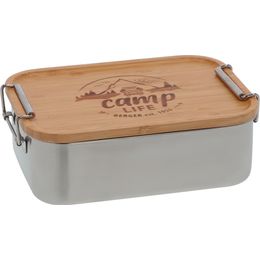 Camplife Edelstahldose mit Bambusdeckel und B&uuml;gel 1200 ml - Lebensmittelbeh&auml;lter / Vorratsdosen