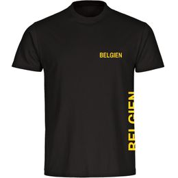 multifanshop Kinder T-Shirt - Belgien - Brust & Seite - Druck gelb - Kind