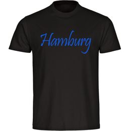 multifanshop Kinder T-Shirt - Hamburg - Schriftzug - Druck blau - Kind