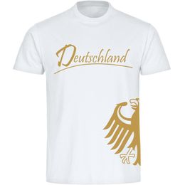 multifanshop Kinder T-Shirt - Deutschland - Adler seitlich Gold - Druck gold metallic - Kind