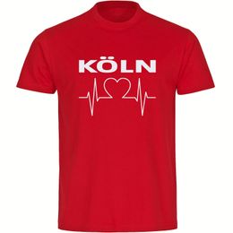 multifanshop Kinder T-Shirt - K&ouml;ln - Herzschlag - Druck wei&szlig; - Kind